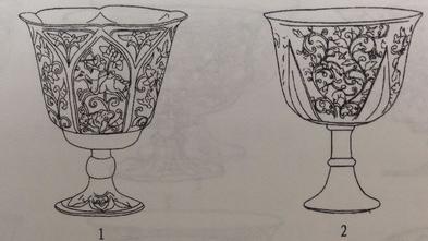 Eight-petal Silver Stem Cup with Peach-shaped Pattern