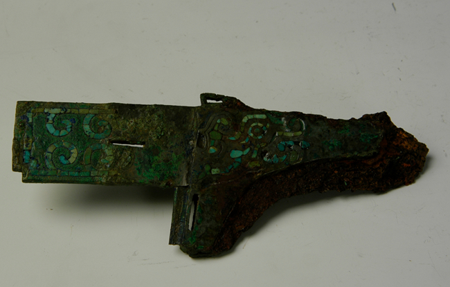 Turquoise-inlaid Bronze Ge Dagger Axe with Iron Blade and Pattern of ...